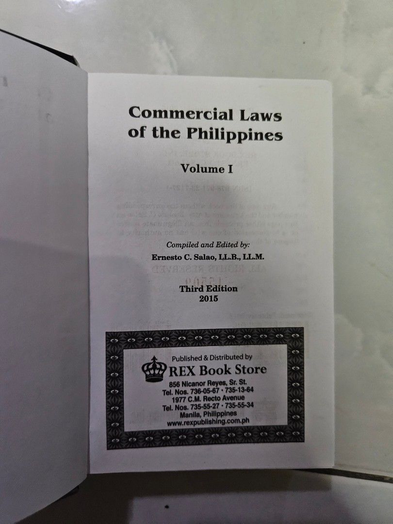 Commercial Laws of the Philippines Vol 1 - Rex Codal, Hobbies & Toys ...