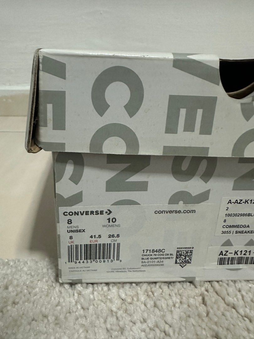 Converse Chuck 70 CDG Blue, Men's Fashion, Footwear, Sneakers on Carousell