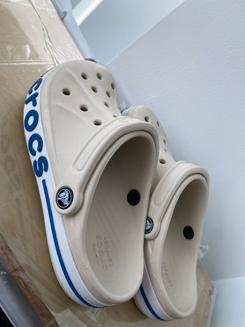 Crocs Bayaband Clogs (Stucco / Bright Cobalt) Blue and Beige, Women's ...