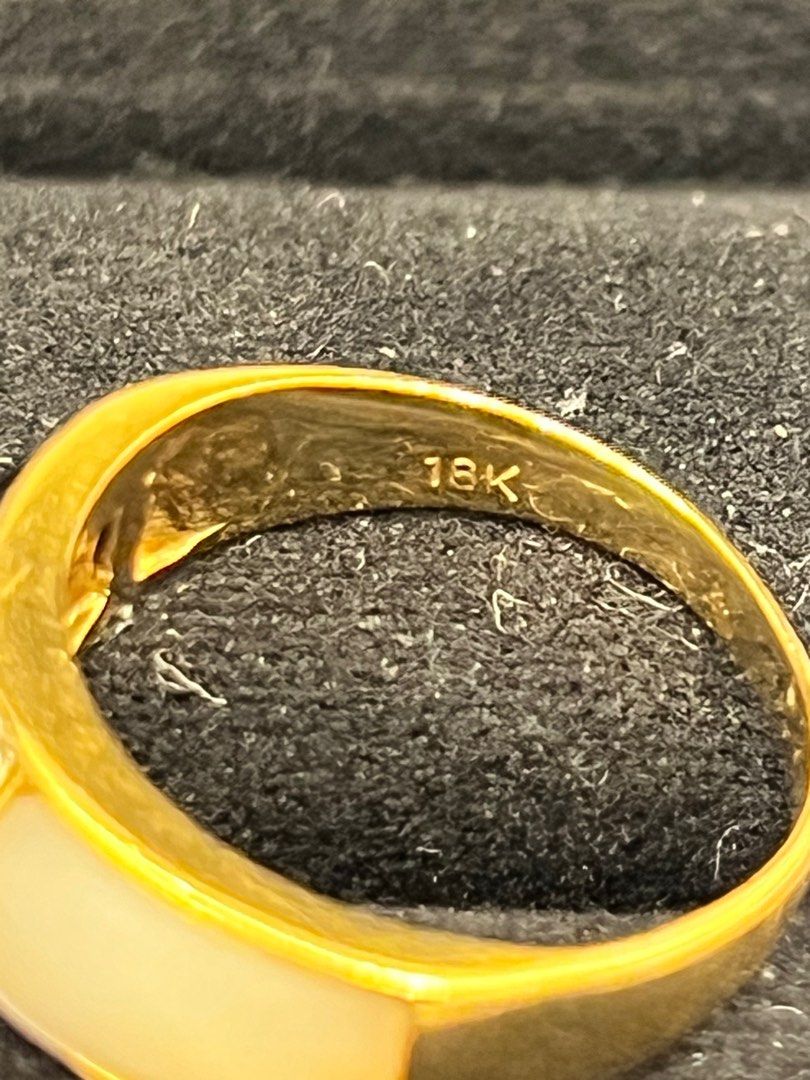 Custom made 18K Yellow Gold Ring with Onyx and MOP with diamonds, Women ...