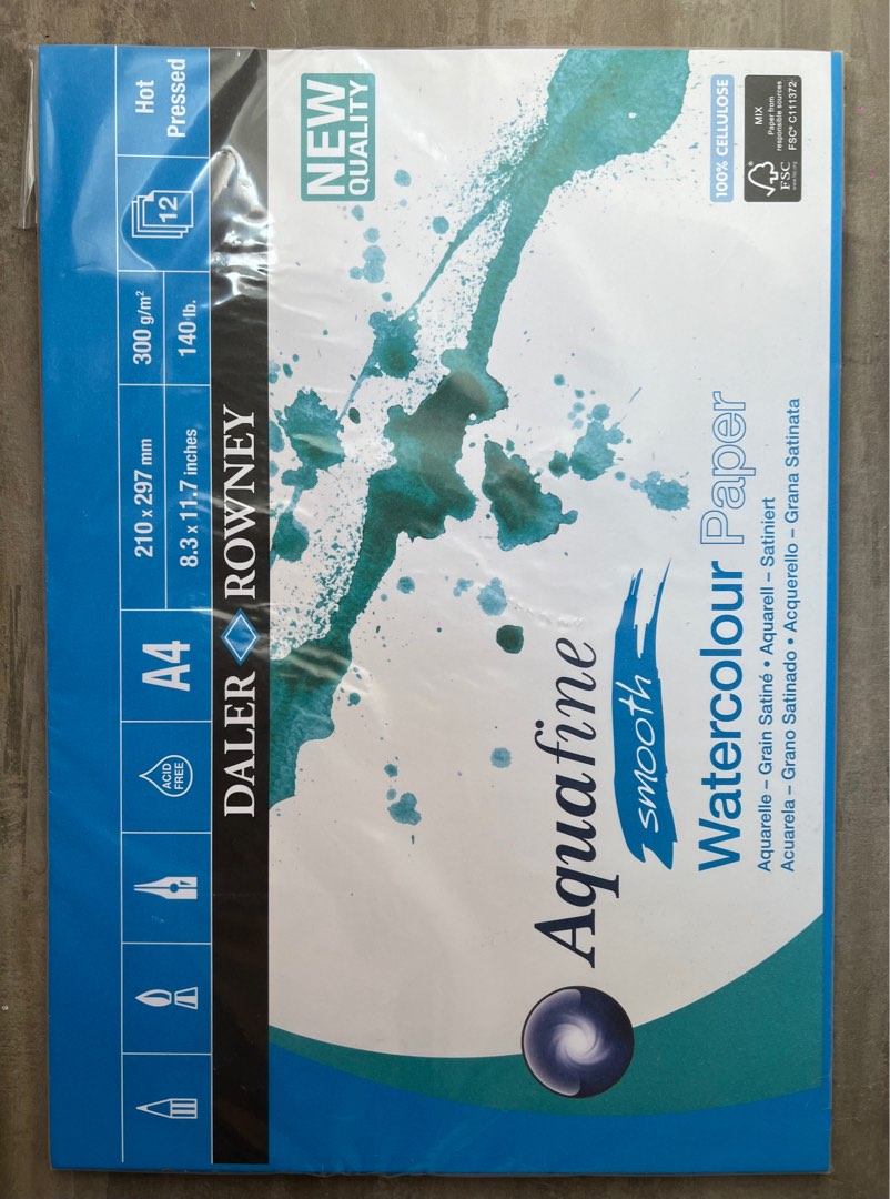 Daler Rowney Hot pressed A4 Watercolour paper, Hobbies & Toys ...