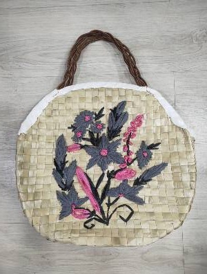 Davao Brand from Manila FAME Round Banig Bag with Floral Design, Women ...