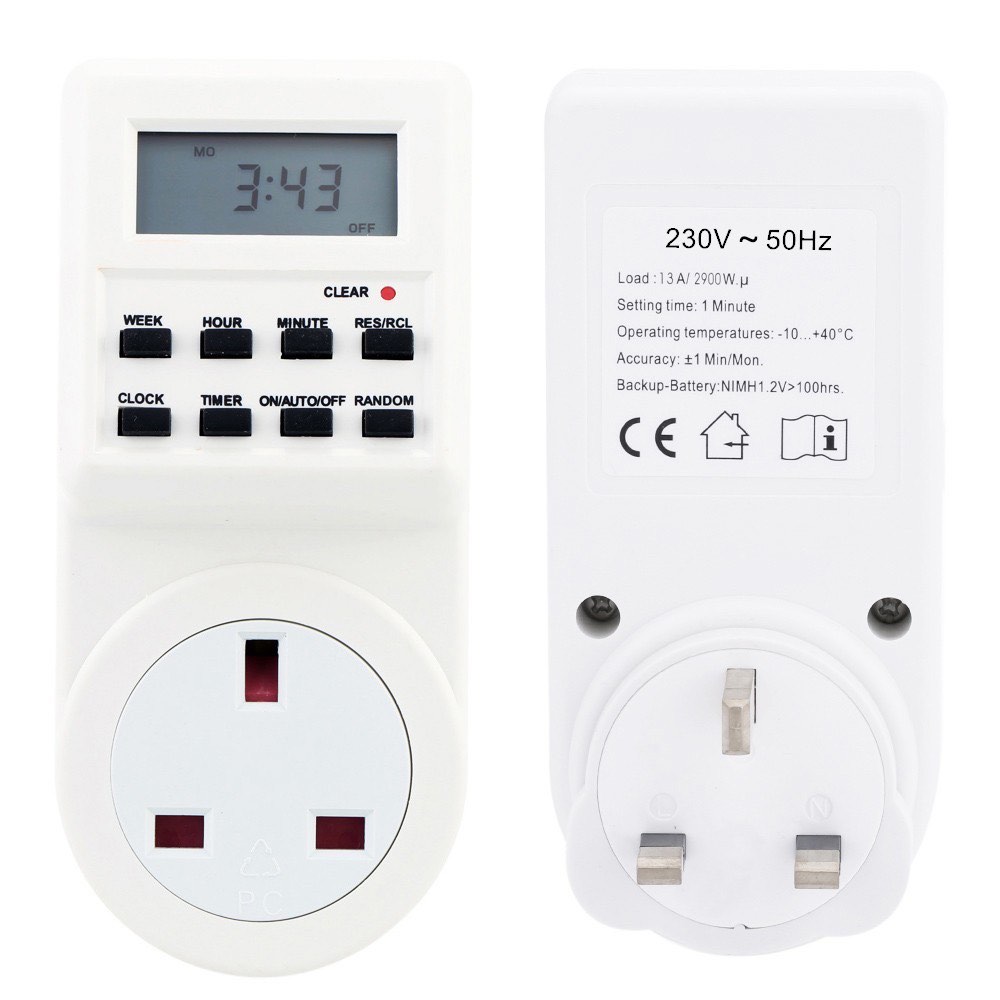 Digital LCD Electronic Plug-in Programmable Timer Switch Socket with Clock, TV & Home Appliances ...