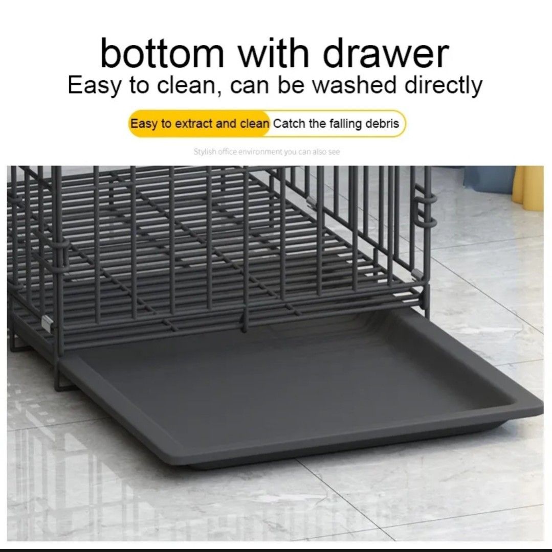 Dog Cage with Poop Tray Heavy Duty Pet Collapsible Cage Foldable Pet ...