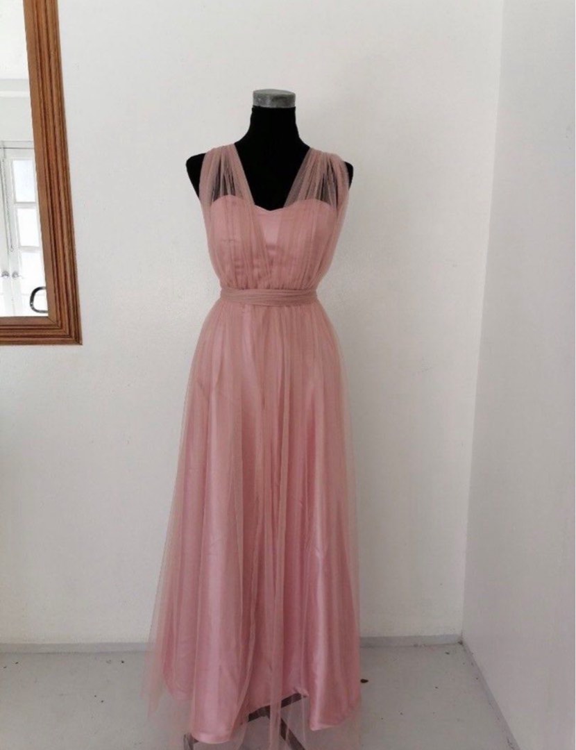 Dusty Pink Infinity Tulle Gown / Evening Dress, Women's Fashion ...