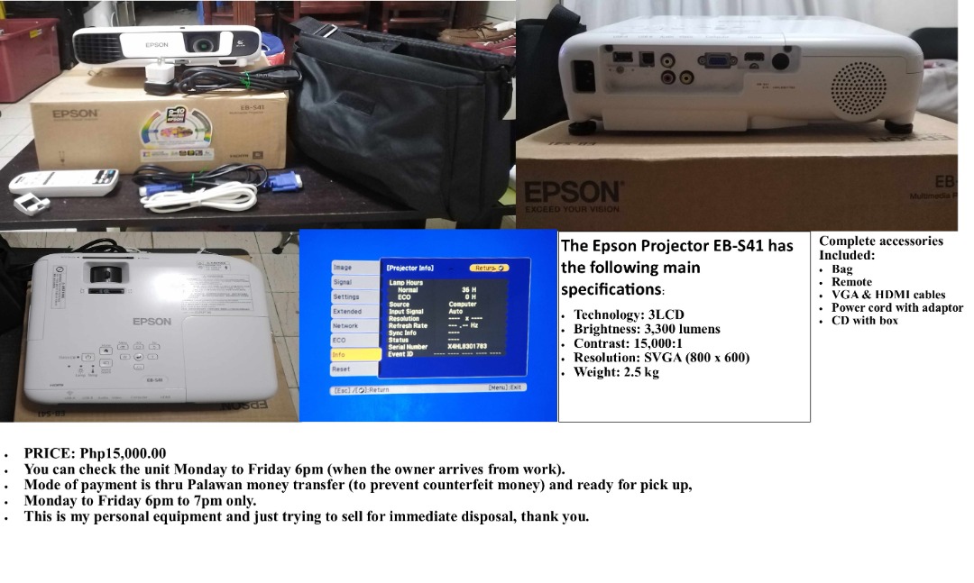 EPSON EB-S41 projector, Computers & Tech, Printers, Scanners & Copiers on Carousell