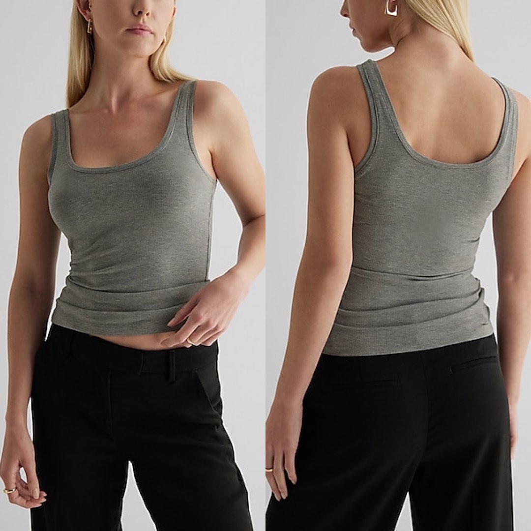 EXPRESS RIBBED TANK GRAY, Women's Fashion, Tops, Sleeveless on Carousell