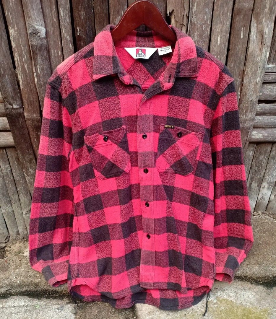 Flannel Ben Davis, Fesyen Pria, Pakaian , Atasan di Carousell