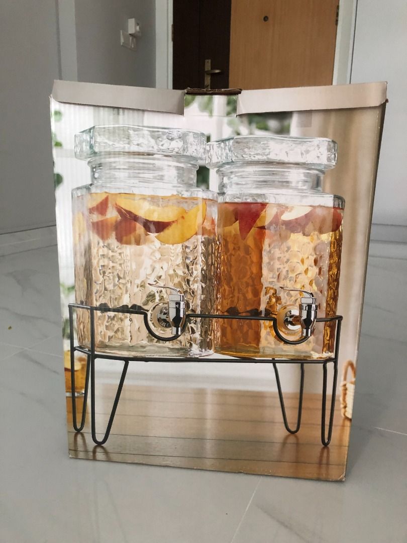 Double Beverage Dispenser with metal stamp, Furniture & Home Living ...