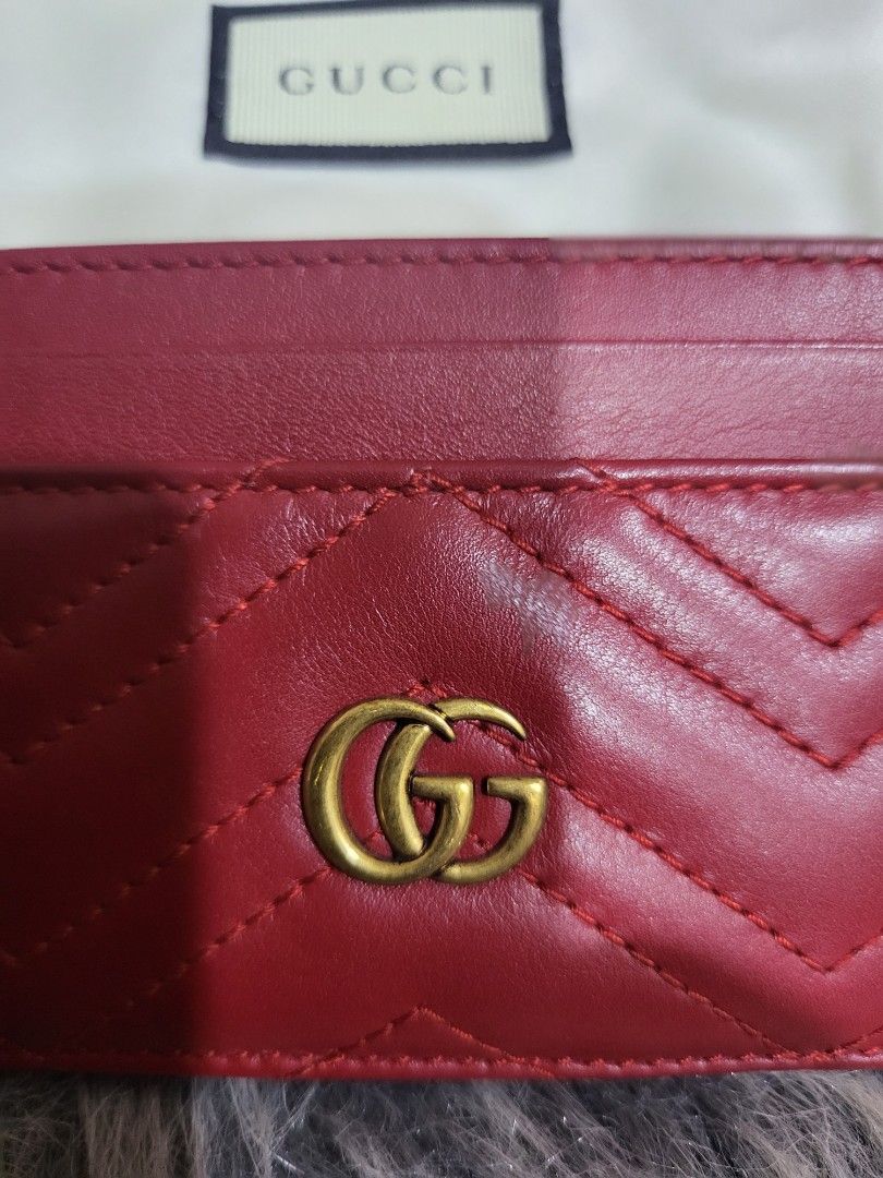 Gucci Marmont Card Holder Red, Luxury, Bags & Wallets on Carousell