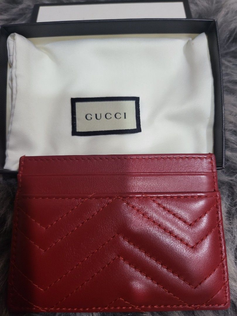 Gucci Marmont Card Holder Red, Luxury, Bags & Wallets on Carousell