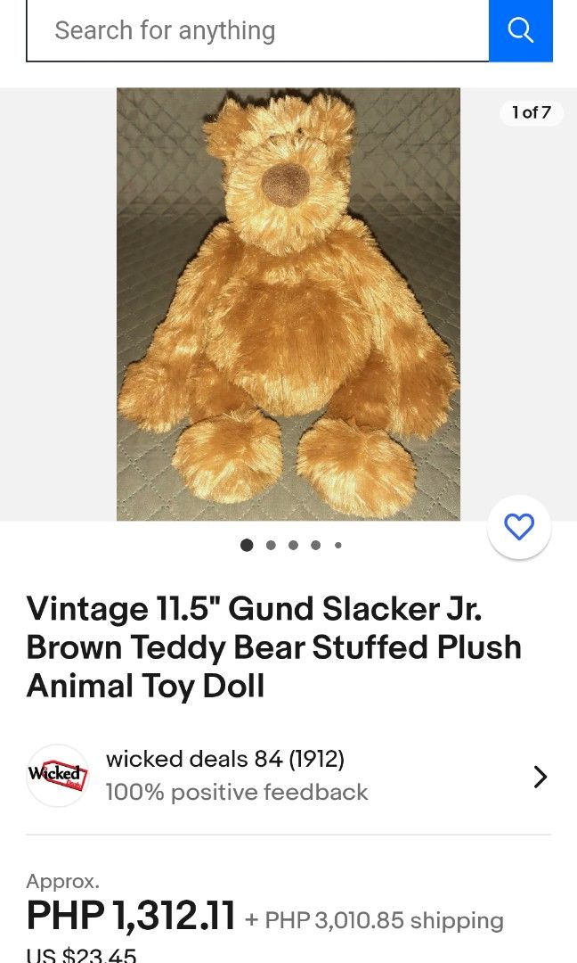 GUND BRAND VINTAGE SLACKER JR. TEDDY BEAR, Hobbies & Toys, Toys & Games ...