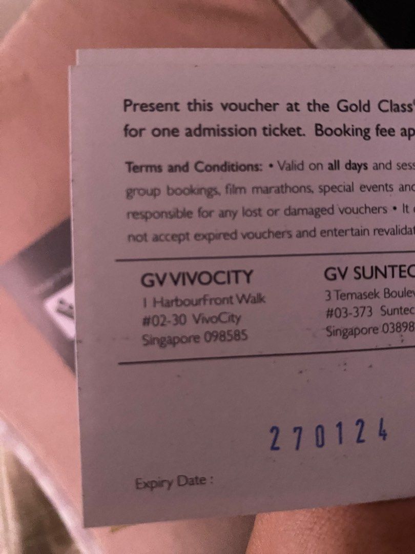 GV Gold Class Movie Tickets, Tickets & Vouchers, Vouchers on Carousell