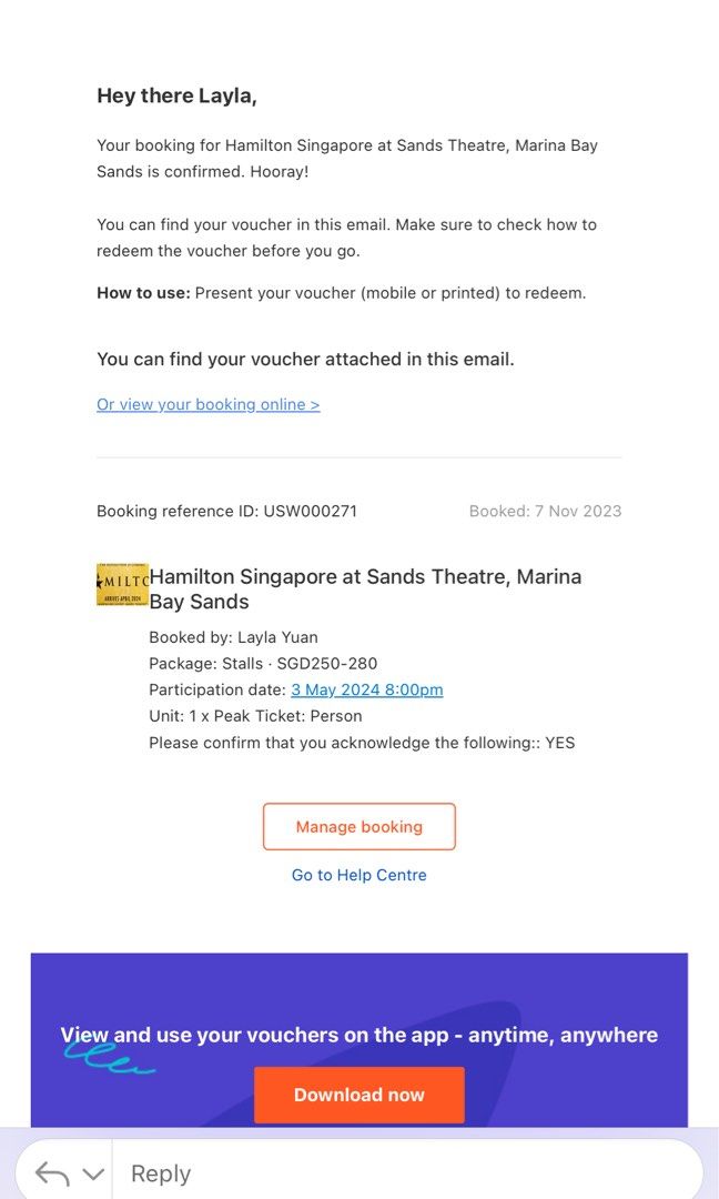 Hamilton Singapore ticket × 1, Tickets & Vouchers, Event Tickets on ...