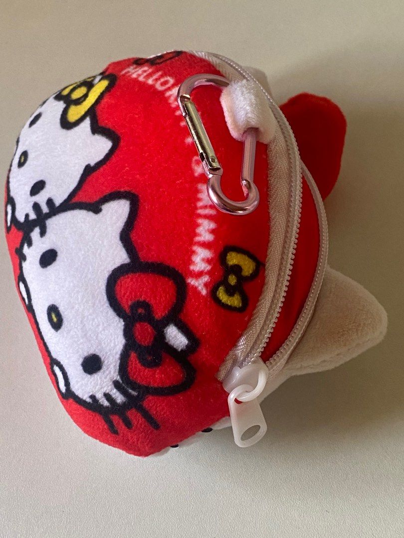 Hello kitty head ~ hk & mimmy plush toy with storage & carabiner ...