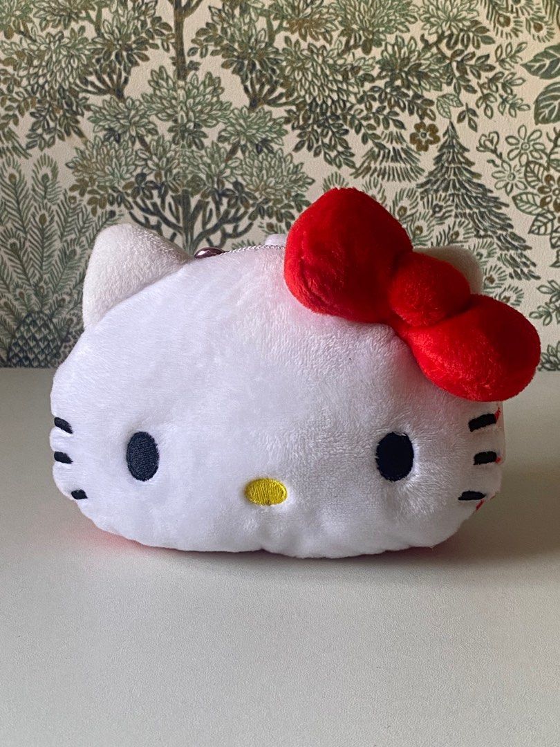 Hello kitty head ~ hk & mimmy plush toy with storage & carabiner ...