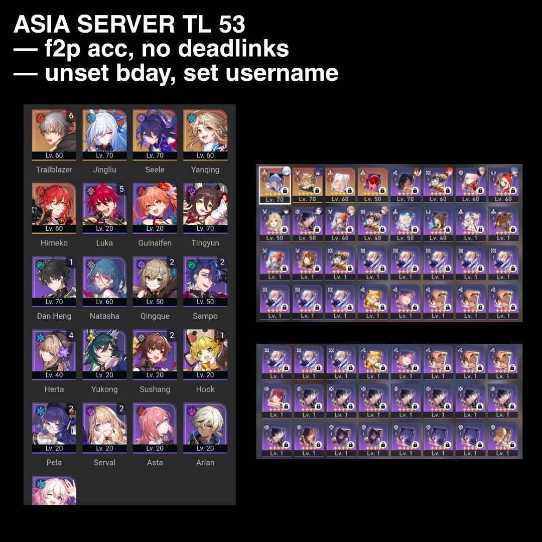 hsr honkai star rail account 4 sale !! male mc, Video Gaming, Video ...