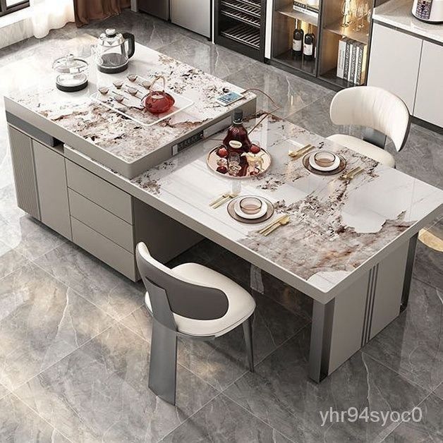 Kitchen Island Dining Table Combination Integrated Retractable Storage ...