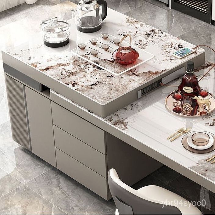 Kitchen Island Dining Table Combination Integrated Retractable Storage ...