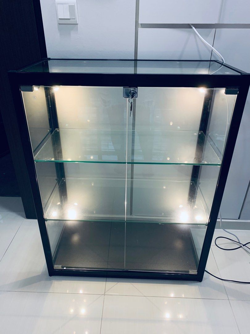 Lightly Used Glass Display Cabinet with Lights, Furniture & Home Living ...