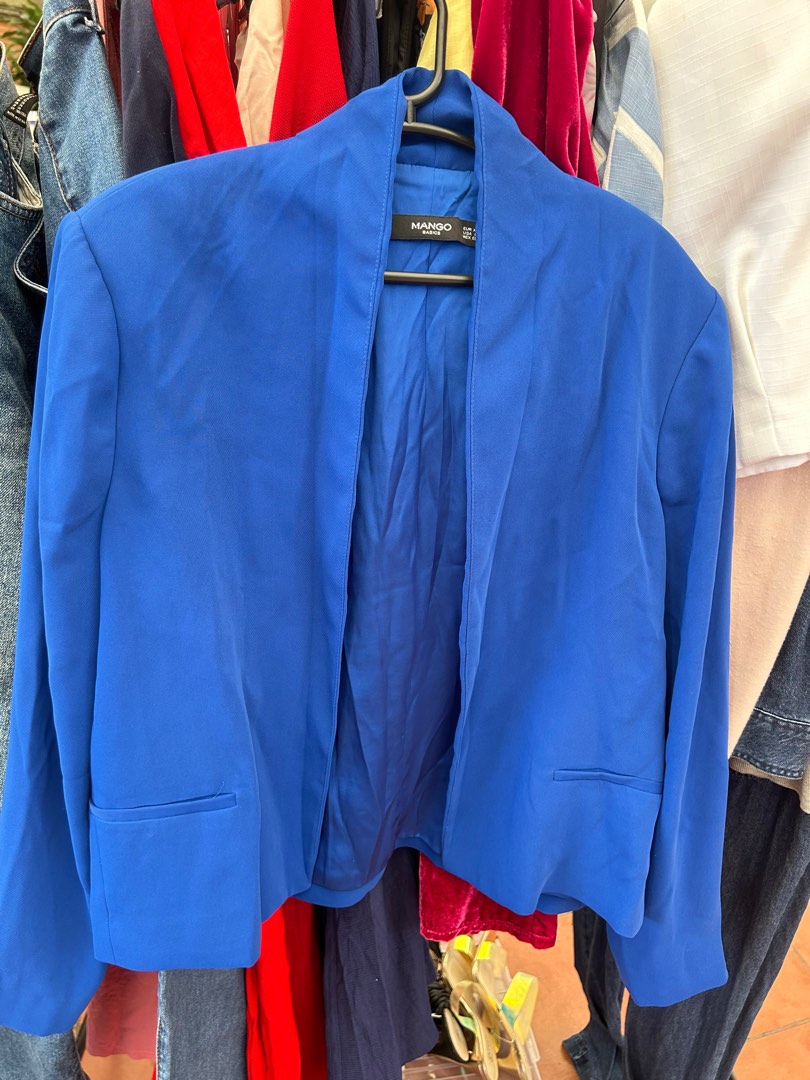 Mango Blue Blazer, Women's Fashion, Tops, Blouses on Carousell