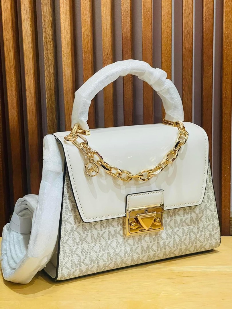 Michael Kors Serena Small Trapezoid Satchel Light Sage/ Vanilla, Luxury ...
