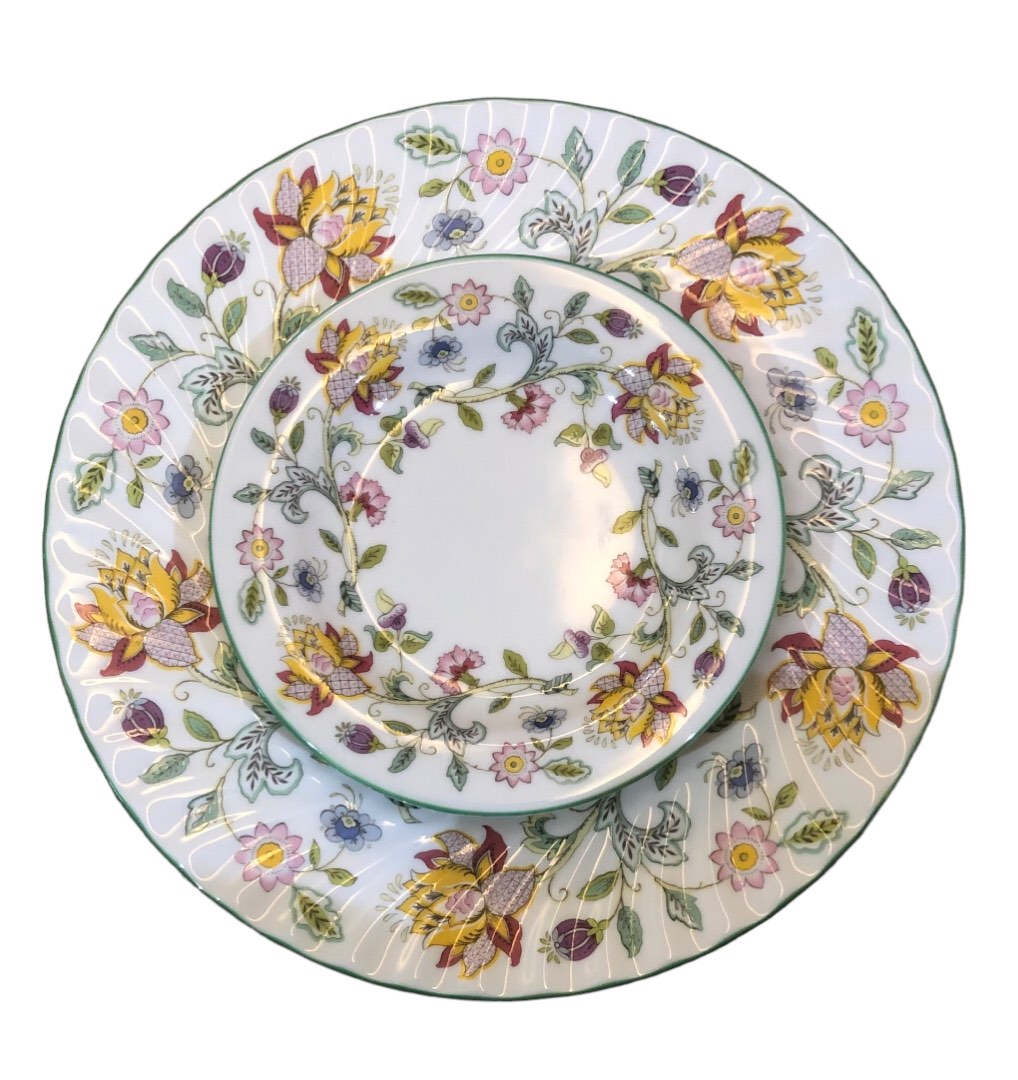 Minton Party Plates Set, Green Rimmed, Furniture & Home Living ...