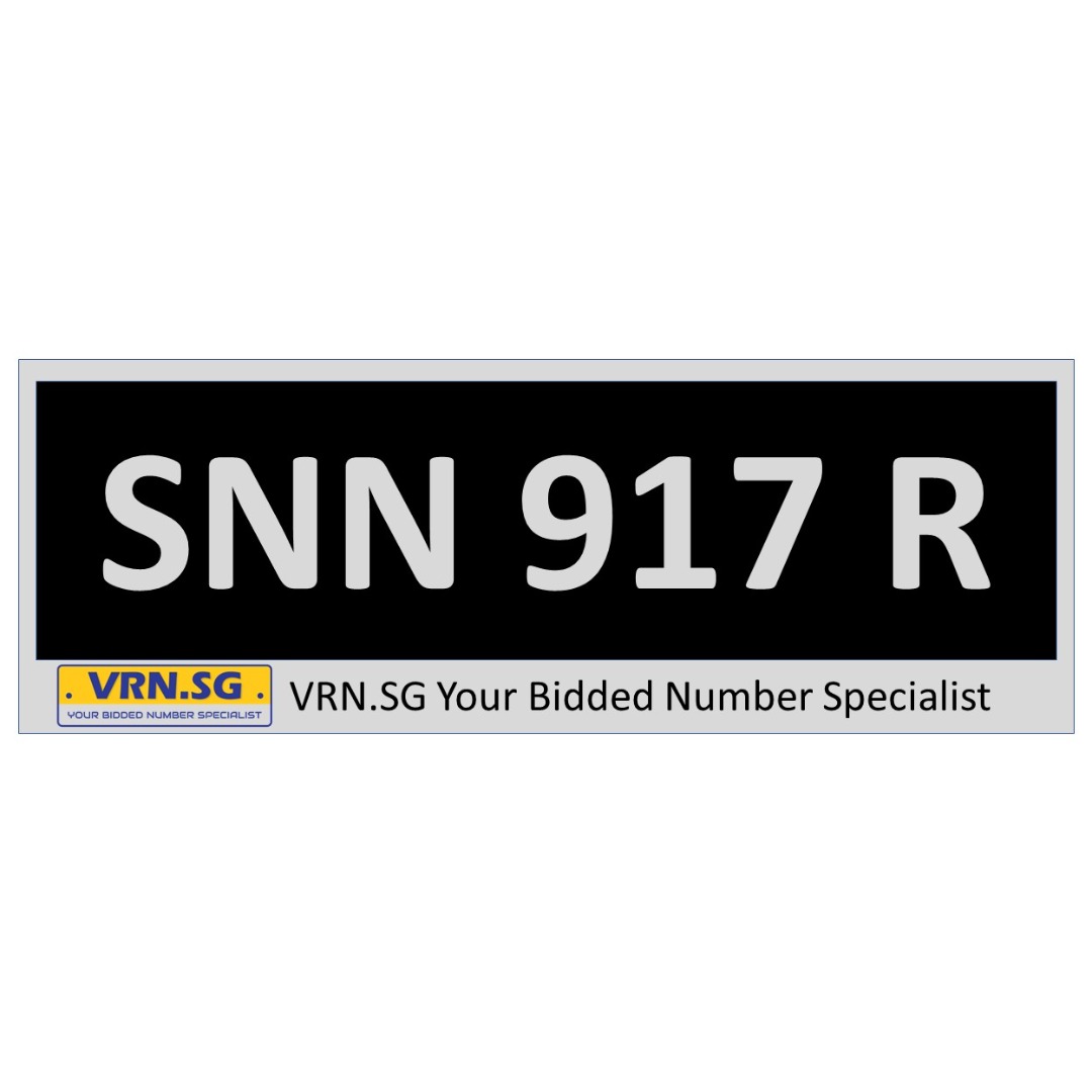 New & unused 3-Digit Car Number Plate for Sale: SNN 917 R (SNN917R ...