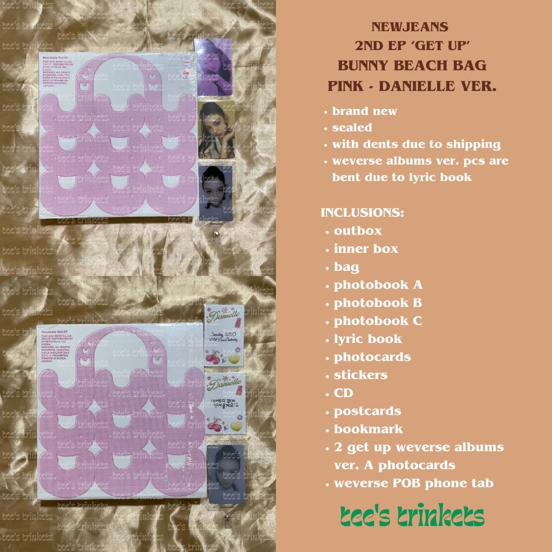 NewJeans 2nd EP 'Get Up' Bunny Beach Bag Pink & POB Photo Phone Tab + Weverse Albums A Ver ...