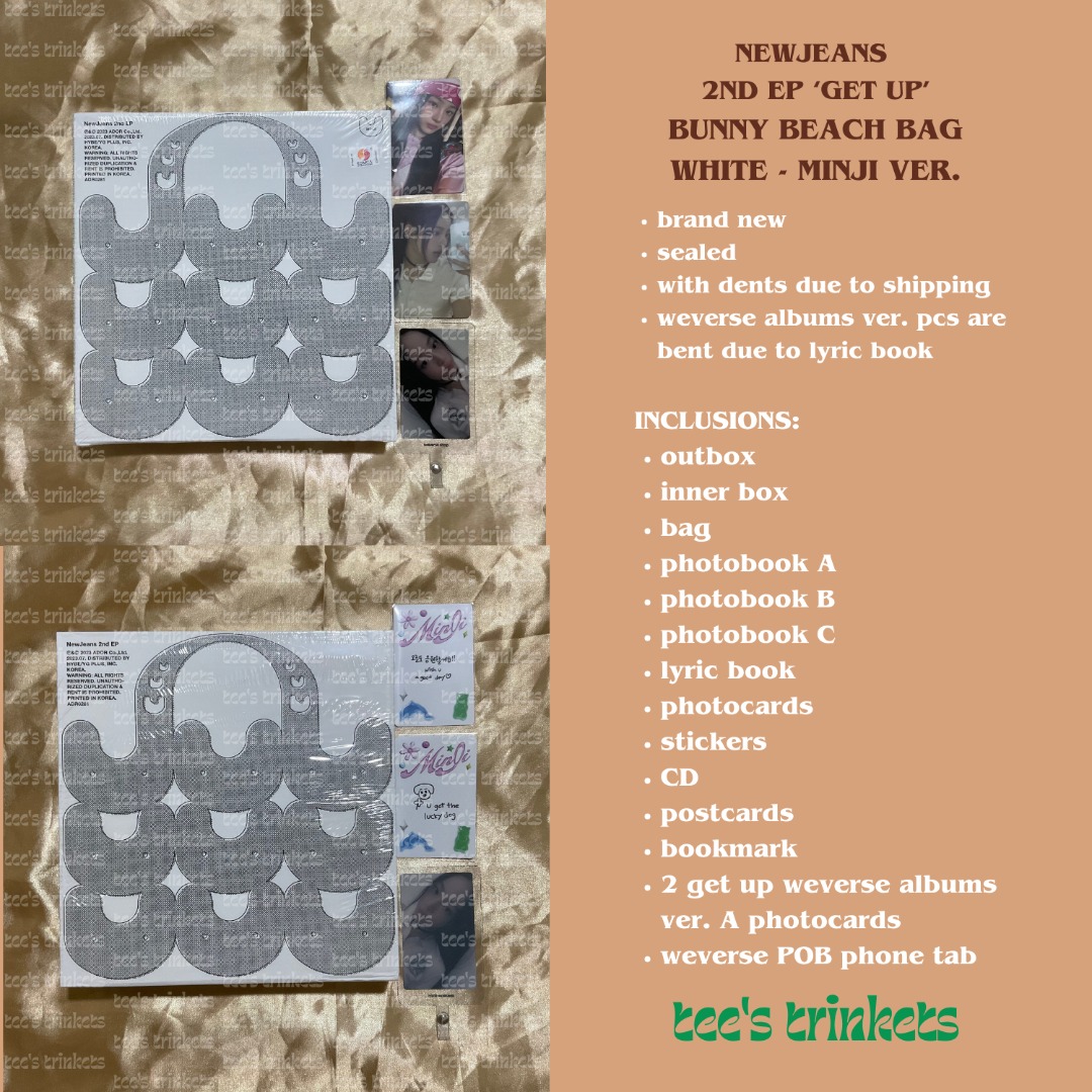NewJeans 2nd EP 'Get Up' Bunny Beach Bag White & POB Photo Phone Tab + Weverse Albums A Ver ...