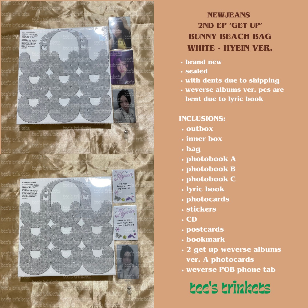NewJeans 2nd EP 'Get Up' Bunny Beach Bag White & POB Photo Phone Tab + Weverse Albums A Ver ...