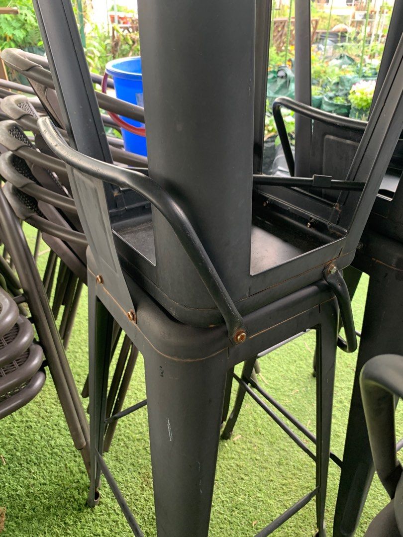Outdoor metal high chair with back rest, Furniture & Home Living ...