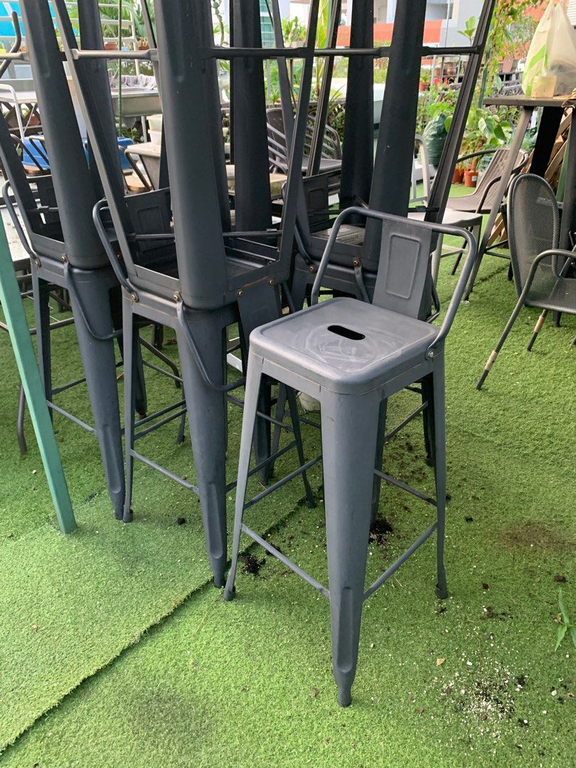 Outdoor metal high chair with back rest, Furniture & Home Living ...