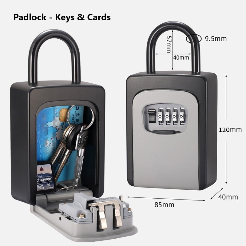 Padlock Key Box Storage Password Metal Quality Anti-Theft Lock Outdoor ...