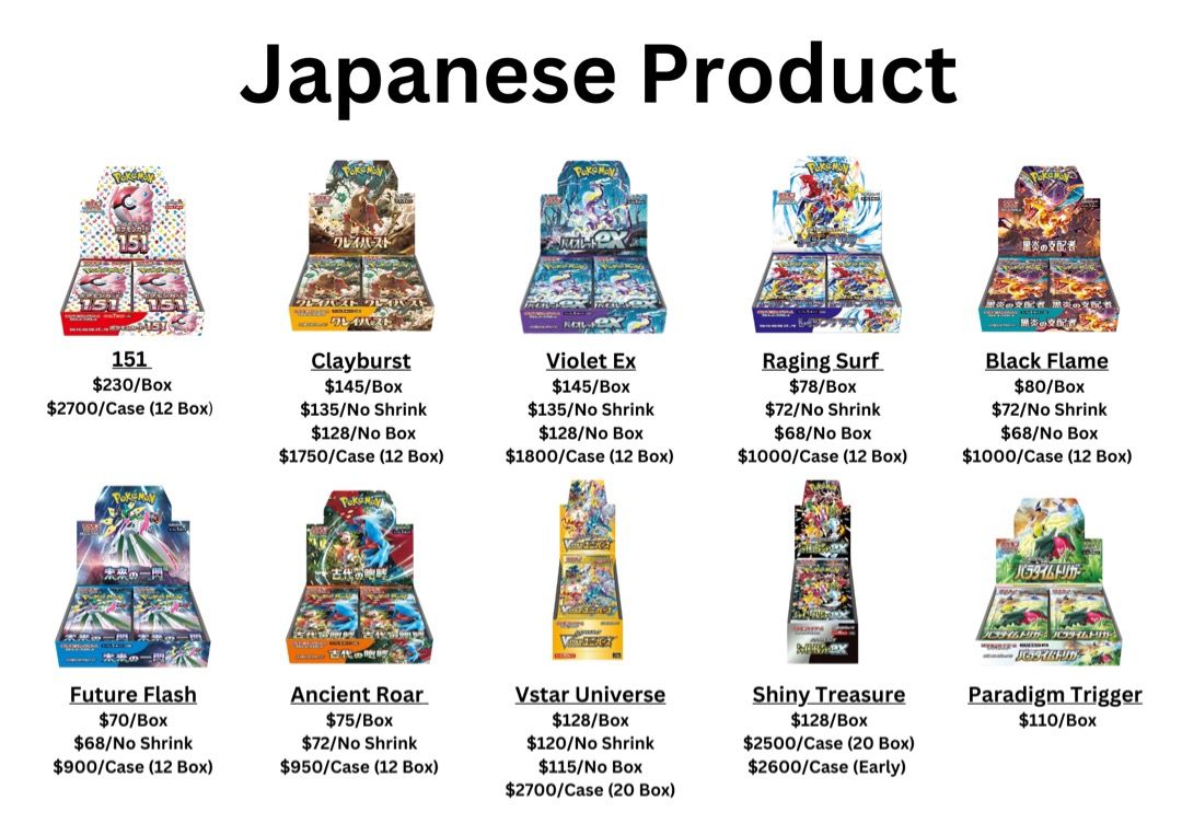 Pokemon Japan 151 shiny treasure ancient roar future flash raging surf ...