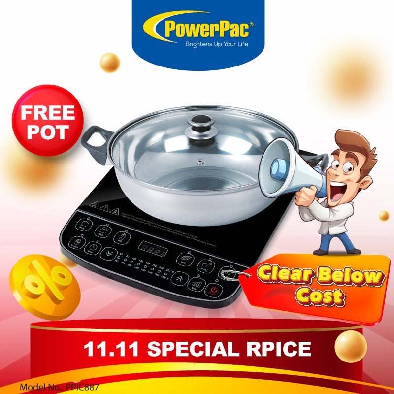 PowerPac Steamboat Induction Cooker with Stainless Steel Pot (PPIC887 ...