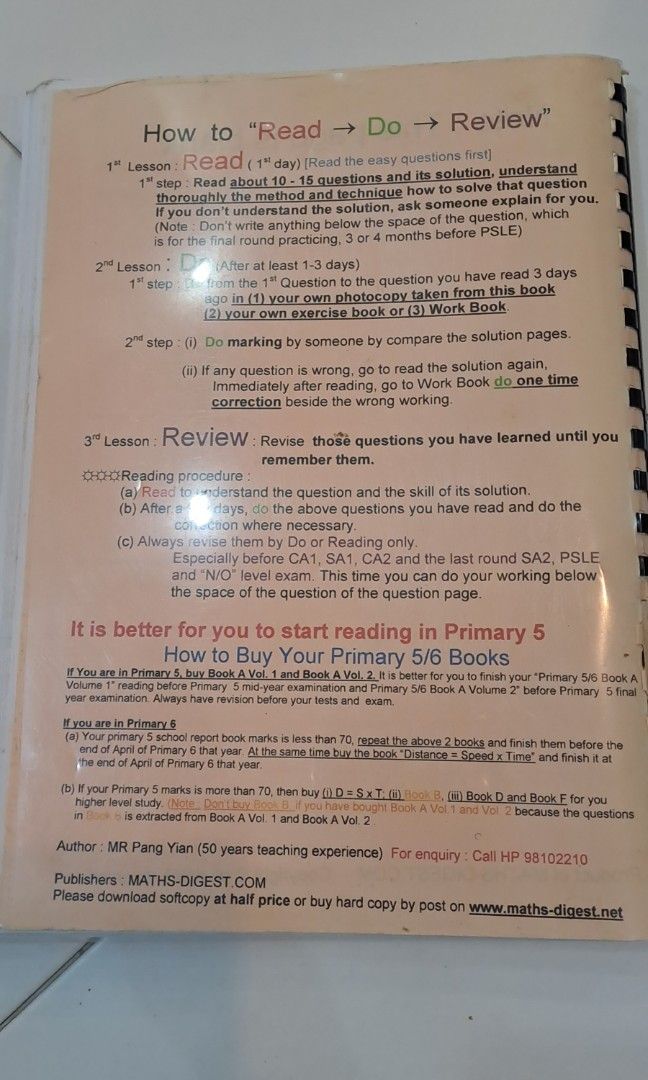 PSLE & P6 maths book B by maths digest Mr Pang, Hobbies & Toys, Books ...