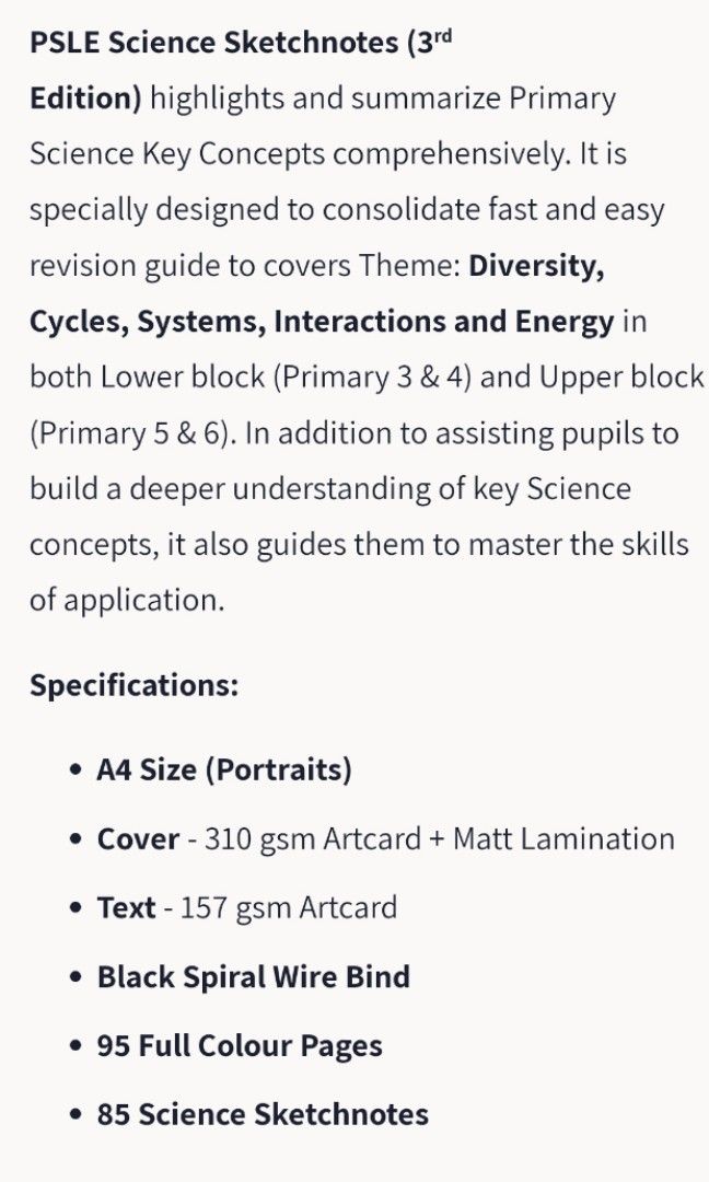 Psle Science Sketchnotes 3rd Edition, Hobbies & Toys, Books & Magazines ...