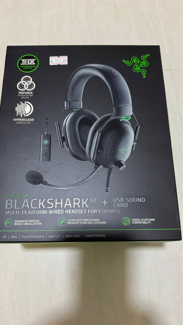 Razer Blackshark V2 + USB Sound Card, Audio, Headphones & Headsets on ...