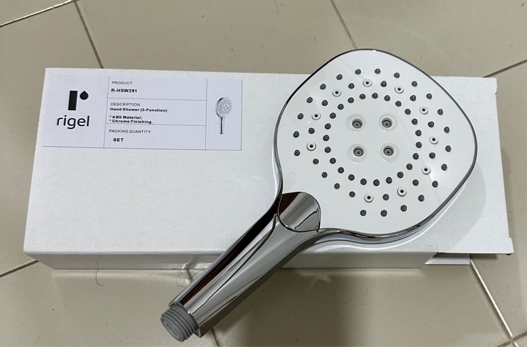 Rigel chrome hand shower with 3 functions, Furniture & Home Living ...