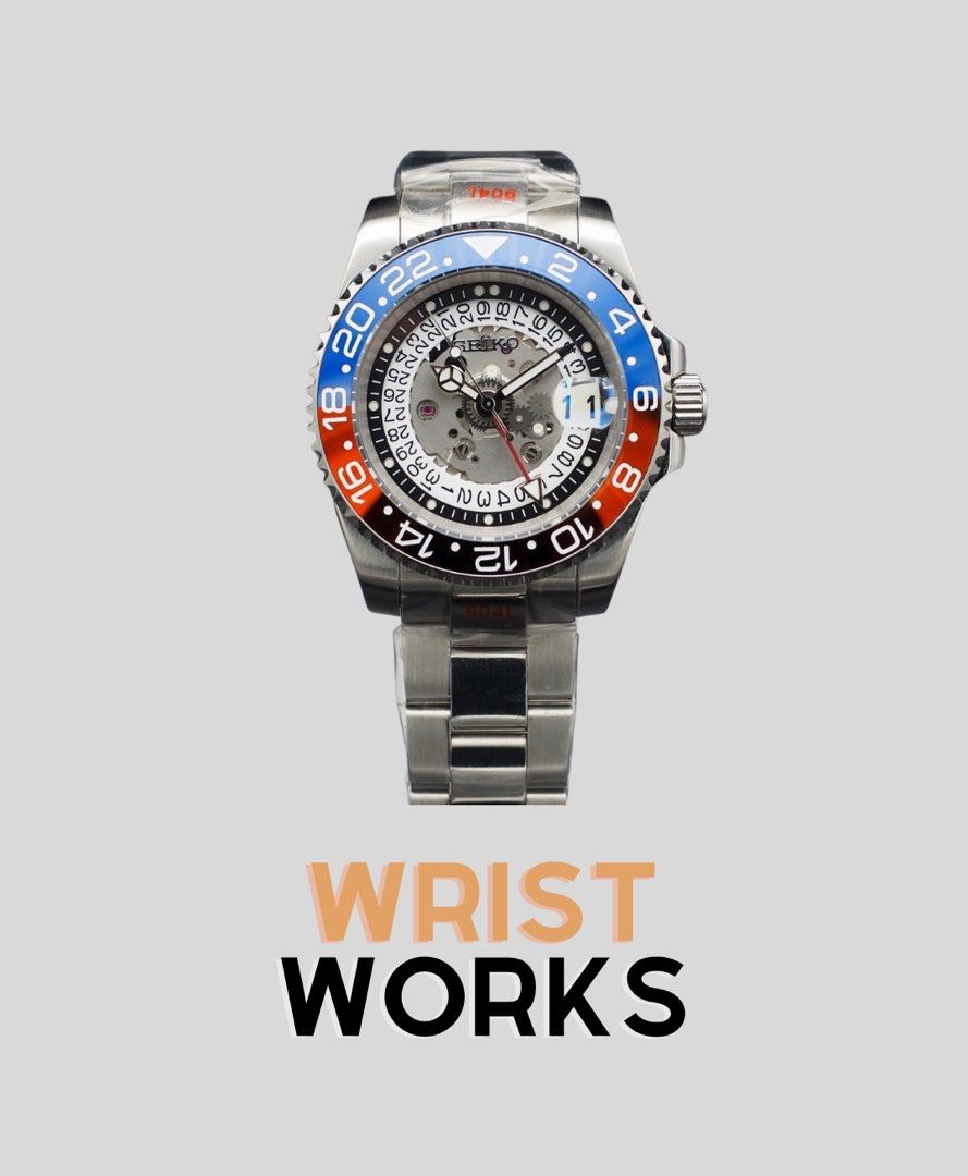 SEIKO MOD GMT PEPSI OPEN WORK DATE 40MM, Men's Fashion, Watches ...