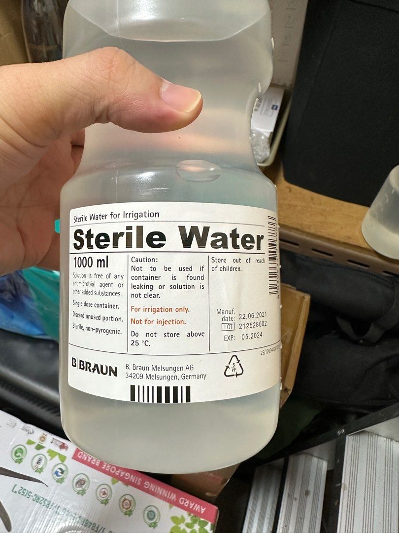 Sterile water 1L, Health & Nutrition, Medical Supplies & Tools on Carousell