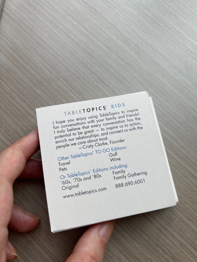 Table topic card for fun conversation, Hobbies & Toys, Toys & Games on ...