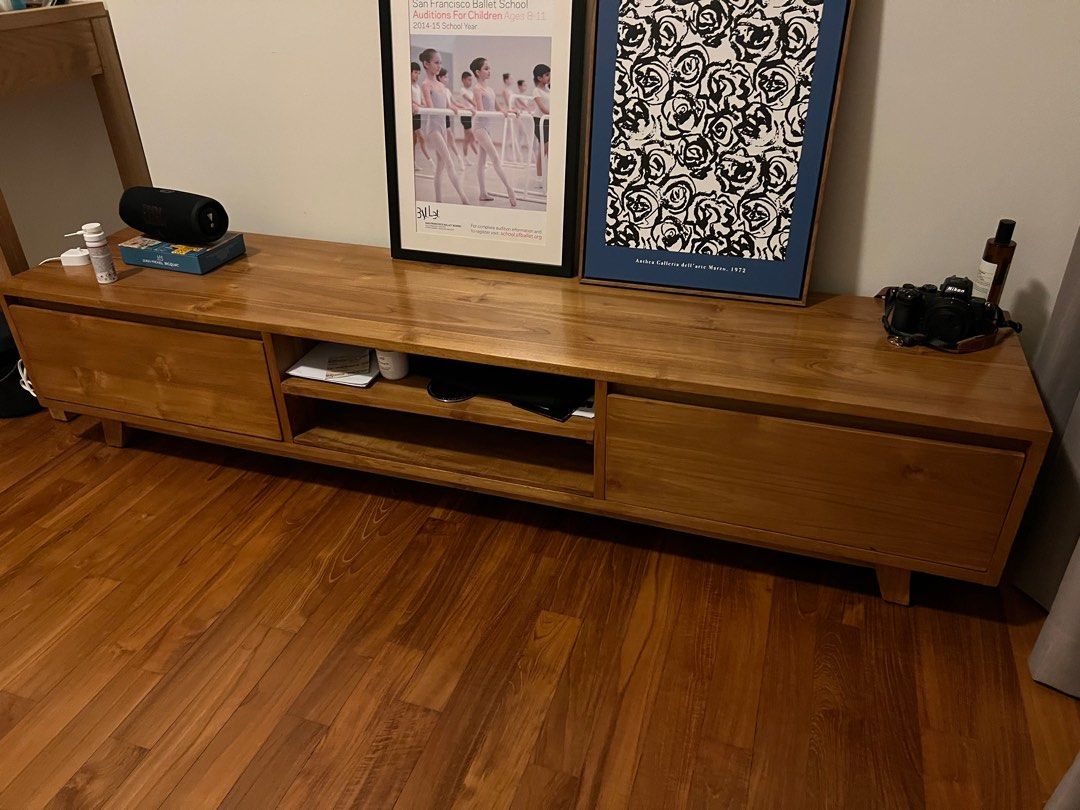 Teak TV Stand $200 OBO, Furniture & Home Living, Furniture, TV Consoles on Carousell