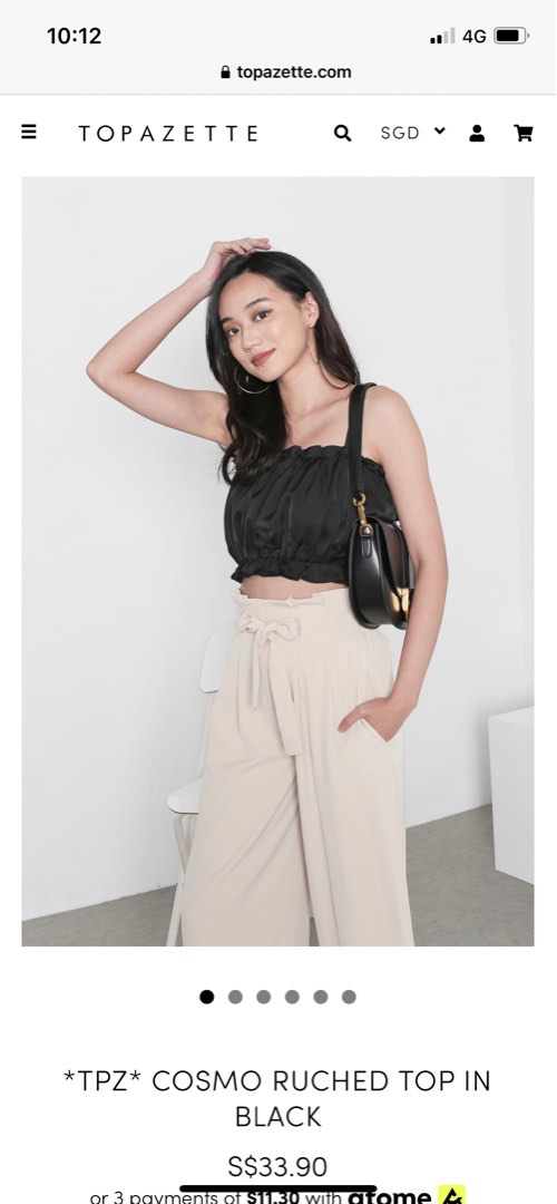 Topazette cosmos ruched top in black, Women's Fashion, Tops, Sleeveless ...
