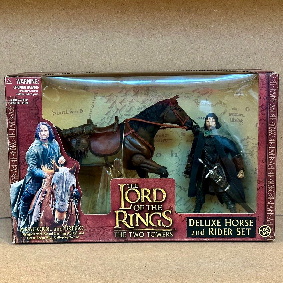 ToyBiz Lord of the Rings LOTR TTT Aragorn and Brego Deluxe Horse and ...