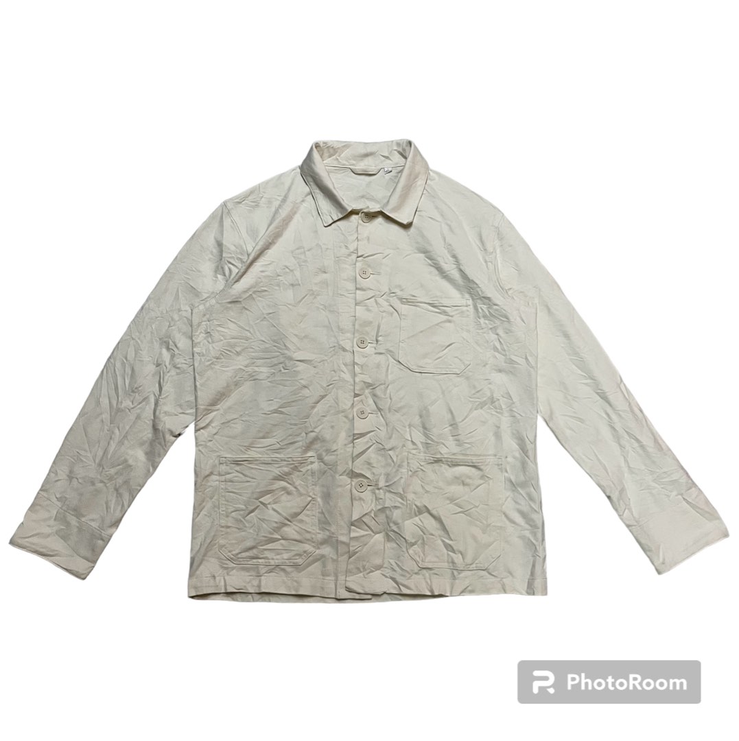 Uniqlo Washed Jersey Work Jacket Cream, Men's Fashion, Coats, Jackets ...