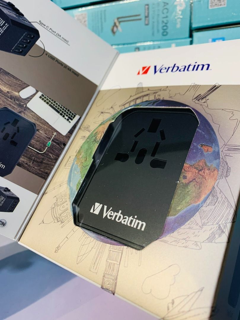 Verbatim 5-Ports Universal Travel Adapter Type-C USBA Surge Protection ...