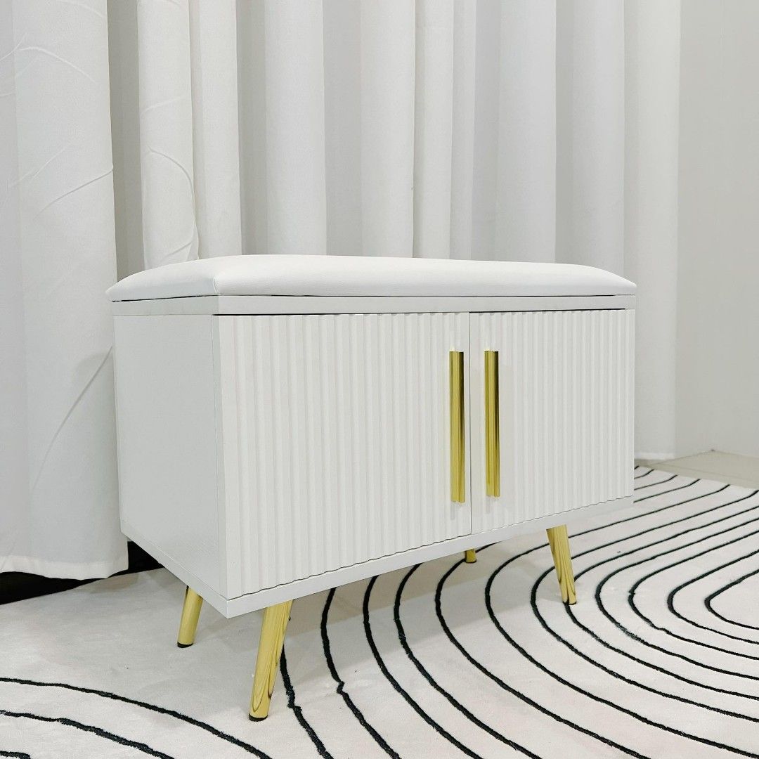 White Gold Divan Shoe Rack, Furniture & Home Living, Furniture, Shelves ...