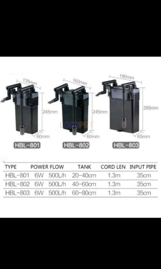HBL-803 External HOB canister filter, Pet Supplies, Homes & Other Pet ...